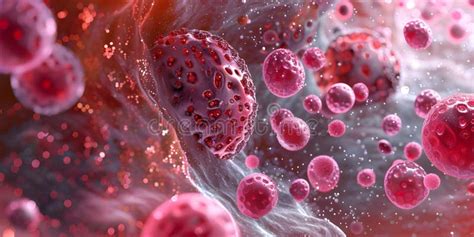 Microscopic View Of Cells And Structures In Medical Background Stock