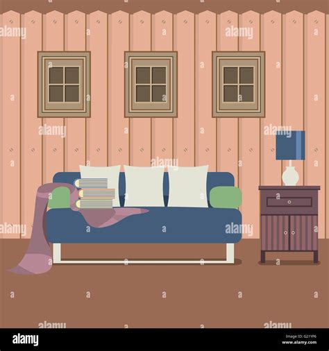 Modern Flat Design Sofa Interior Vector Illustration Stock Vector Image