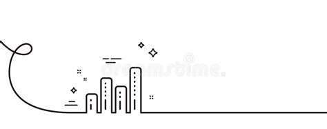 Graph Line Icon Column Chart Sign Continuous Line With Curl Vector Stock Illustration