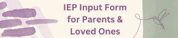 IEP Input Form For Parents Loved Ones By The Inclusive Educator LLC