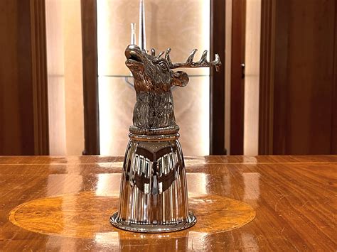 Gucci Stirrup Tumbler With Silver Plated Metal Deer Head For Sale At