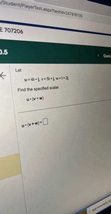 Solved U 4ij V 5i J W I 2j Find The Specified Scalar Chegg