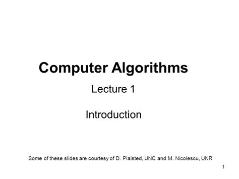 Computer Algorithms Lecture 1 Introduction Ppt Video Online Download