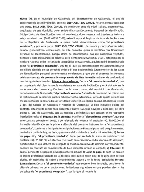 Contrato De Promesa De Compraventa De Bien Inmueble 2 4 Pdf Ley