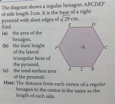 Solved The Diagram Shows A Regular Hexagon ABCDEF Of Side Length 2cm