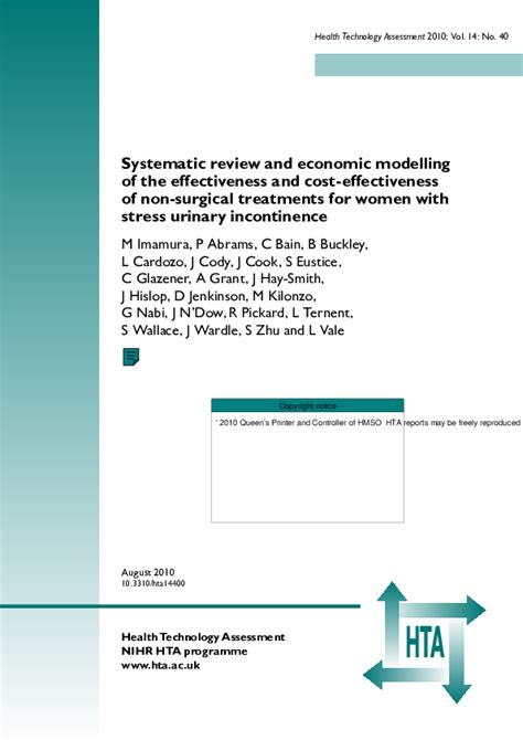 Pdf Systematic Review And Economic Modelling Of The Effectiveness And Cost Effectiveness Of