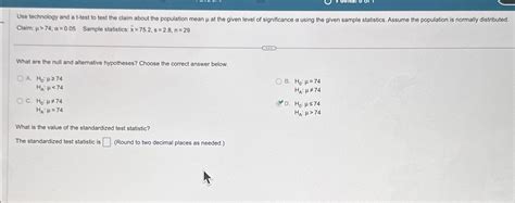 Solved Use Technology And A T Test To Test The Claim About Chegg