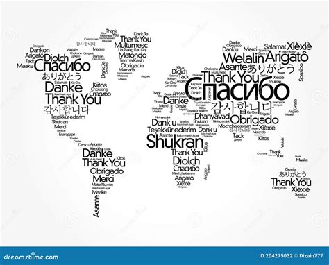 Thank You In Different Languages Word Cloud Stock Illustration