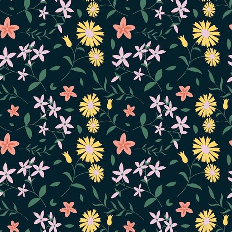 완벽 한 스타일의 꽃 패턴 프리미엄 벡터