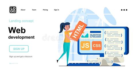 Web Development Concept Woman Creates Layout Of Webpage Customization