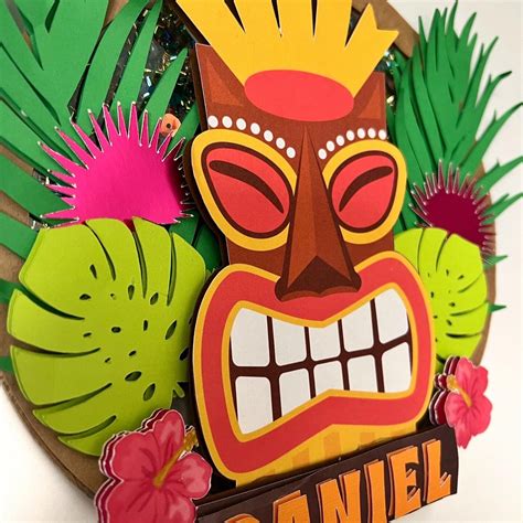 Tiki Cake Topper Luau Cake Topper Tiki Party Decorations Etsy