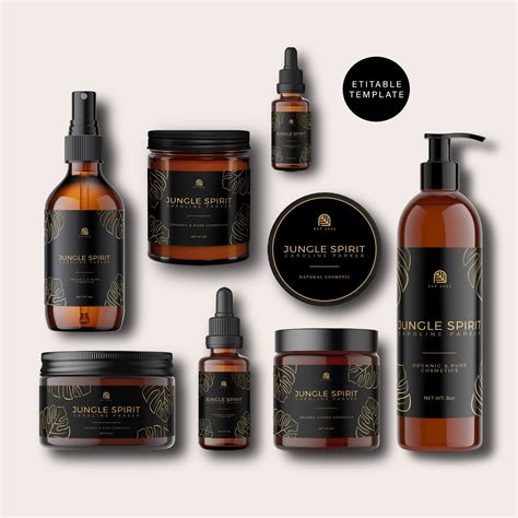 Editable Cosmetic Label Template Customisable Beauty Product Label 1oz