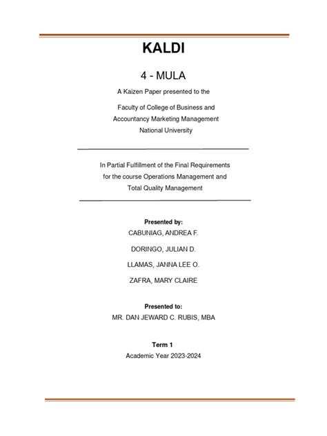 Kaizen Paper Kaldi Final Paper Download Free Pdf Supply Chain