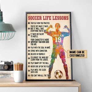 Personalized Soccer Life Lessons Poster Custom Soccer Player Gift Soccer Wall Hanging Soccer