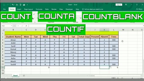 How to use COUNT,COUNTA,COUNTBLANK, COUNTIF Formula In MS Excel | #msexcel #viral #treanding # ...