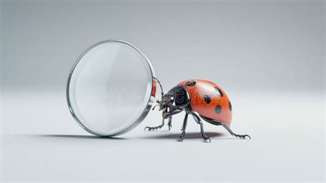Ladybug Under Magnifying Glass On Light Background Stock Illustration