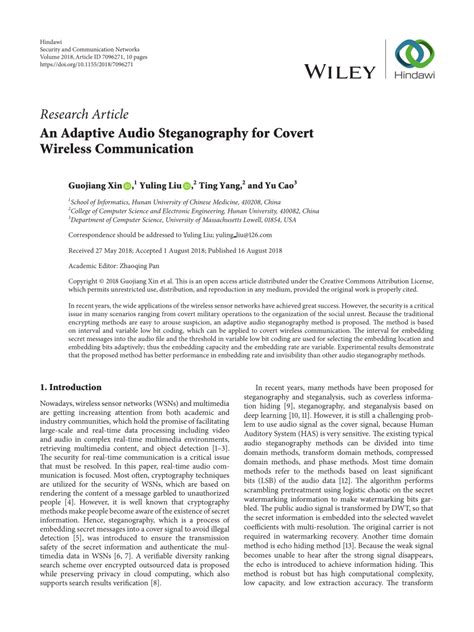 Pdf An Adaptive Audio Steganography For Covert Wireless Communication