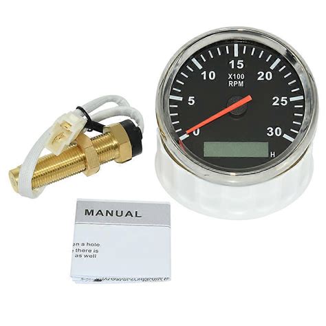 85mm Rpm Tachometer Gauge Tach Sensor Rev Counter With Hour Meter Gasoline Diesel 12v 24v Red