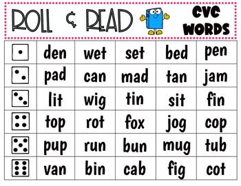 Roll Read CVC Words By Nina Clayton TPT