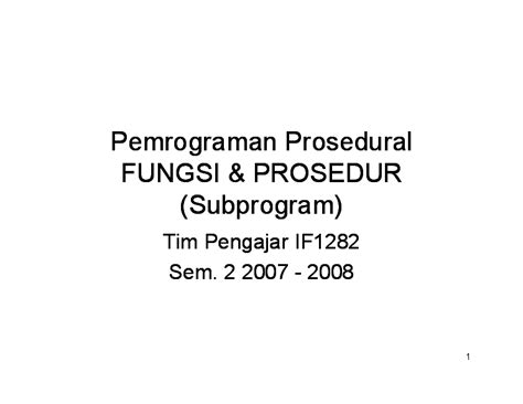 Pdf Pemrograman Prosedural Fungsi And Prosedur Subprogram