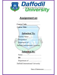 DIU Assignment Cover Page Computer Fundamentals SE 111 Software Engineering