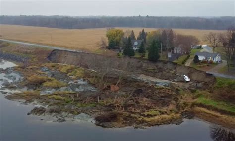 Landslide Washes Out Road In Pierreville Québec