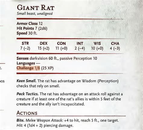 Giant Rat Dnd Stats Dandd Dungeons And Dragons Dnd Monsters