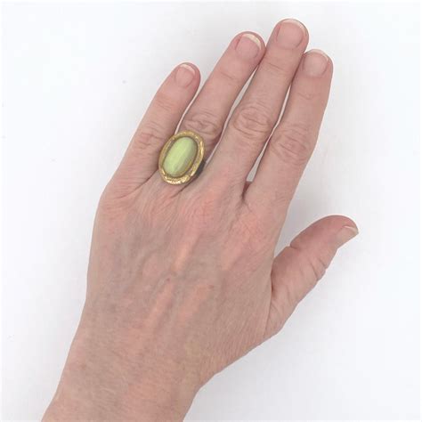 Rafael Canada Brass Oval Ring ~ Citrus Yellow Samantha Howard Vintage