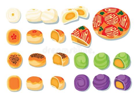 Chinese Salted Egg Yolk Pastry In Flat Detailed Style Isolated Vector