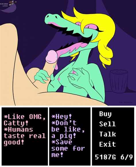 Rule 34 Alligator Anthro Blonde Hair Bratty Undertale Breast Grab Breasts Dialog English