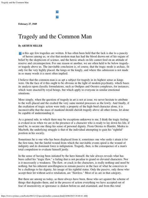 Tragedy And The Common Man Pdf Tragedy Pessimism