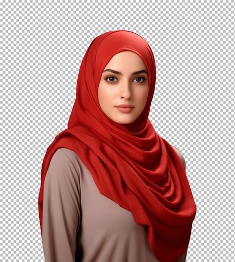 Premium Psd A Portrait Of A Muslim Woman Wearing A Red Hijab Isolated