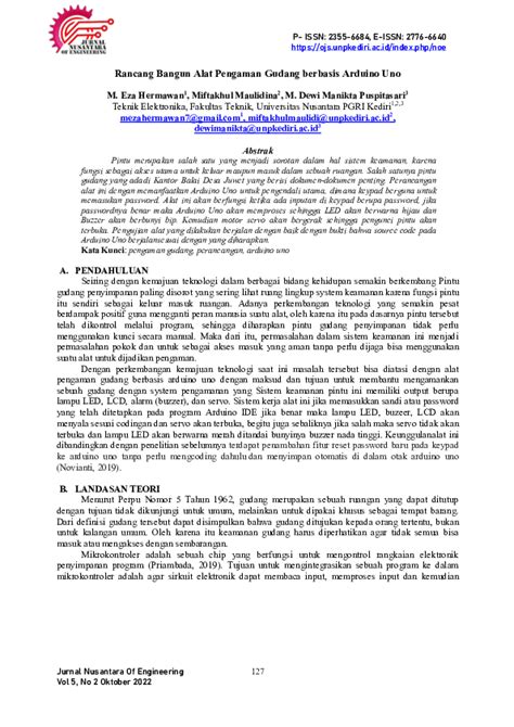 Pdf Rancang Bangun Alat Pengaman Gudang Berbasis Arduino Uno