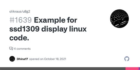 Example For Ssd1309 Display Linux Code · Issue 1639 · Olikrausu8g2