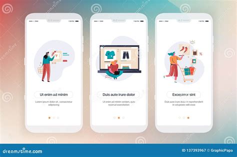 Online Shopping Design Of Mobile Application Intro Screens