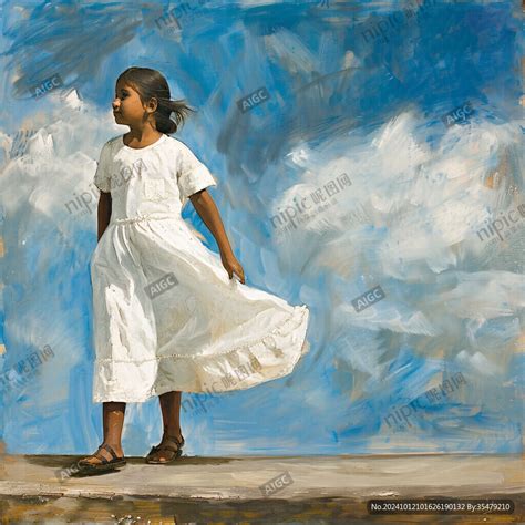 Ai创作图蓝裙子女孩 穿蓝色裙子的小女孩 蓝色裙子女孩 女孩无框画 女孩油画 小朋友油画 女孩装饰画 穿裙子的少女 儿童厚涂油画肌理 蓝色女孩插画 白蓝画 油画小孩 油画质地手绘人物 蓝色调