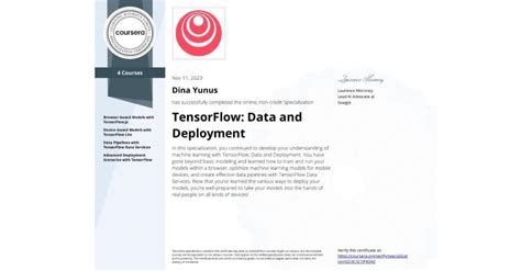 Dina Safitri Yunus On Linkedin Completion Certificate For Tensorflow