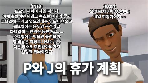 재미로 보는 Mbti 유형별 직장 라이프 P와 J가 휴가를 내는 방법 Youtube