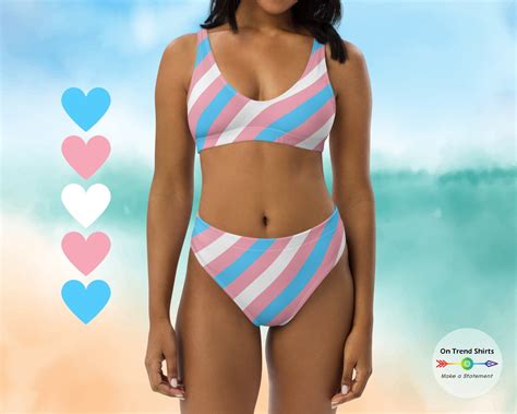 Transgender Bikini Set Padded Bikini Top And High Waisted Bikini Bottoms
