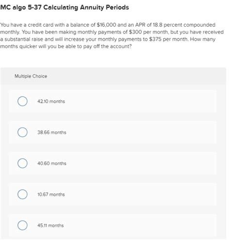 mc algo 5 37 calculating annuity periods you have a credit card with a