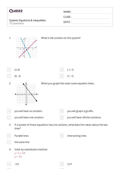 50 Inequalities And System Of Equations Worksheets For 9th Grade On Quizizz Free And Printable