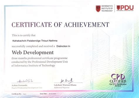 Webdevelopment Distinction Iit Professionaldevelopment Techjourney Thisuri Nethma