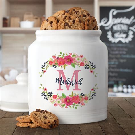 Personalized Floral Cookie Jar Spring Kitchen Decor Personalized Planet