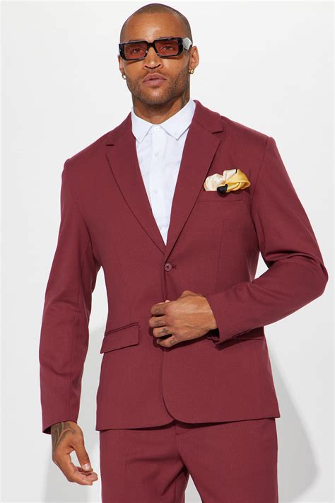 The Modern Stretch Suit Jacket Burgundy Fashion Nova Mens Jackets