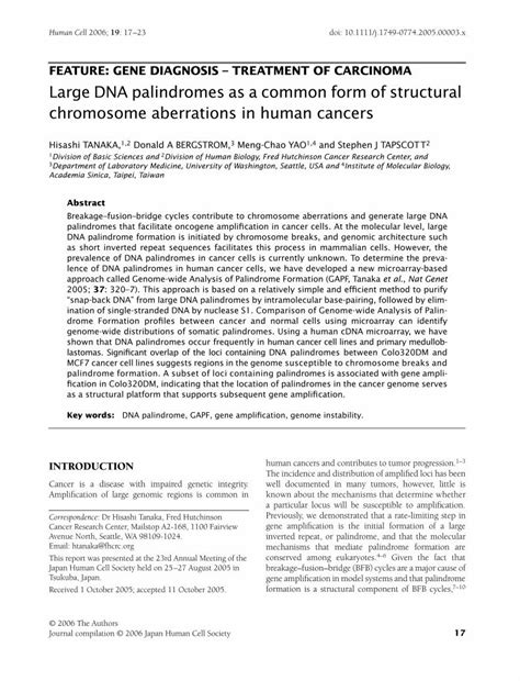 Pdf Large Dna Palindromes As A Common Form Of Structural Chromosome