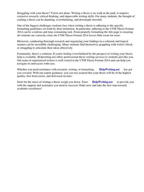 Utm Thesis Format 2014 Pdf Thesis Science