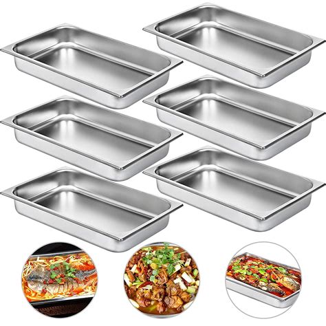 Vevor Set Of 6 Hotel Pan 2 Inch Steam Table Pan Full Size 20x12x2 Inch