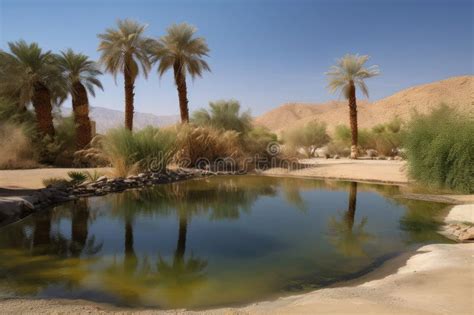 Desert Mirage Of A Sparkling Oasis In The Middle Of Nowhere Stock