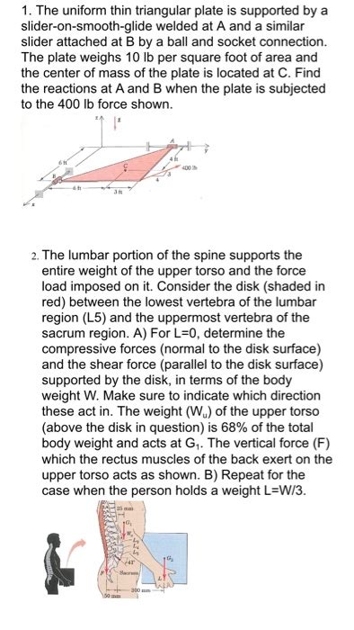 Solved The Uniform Thin Triangular Plate Is Supported By A Chegg
