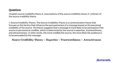 Solved 1 Explain Source Credibility Theory 2 Assumptions Of The